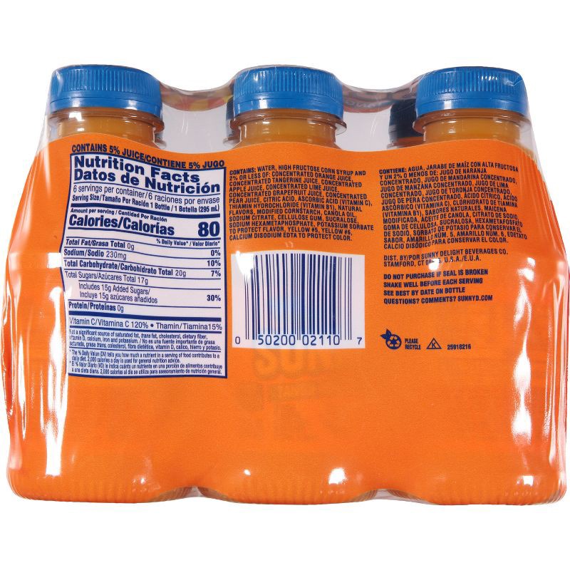 SunnyD Tangy Original Orange Flavored Citrus Punch Bottles - 6pk/10 fl ...