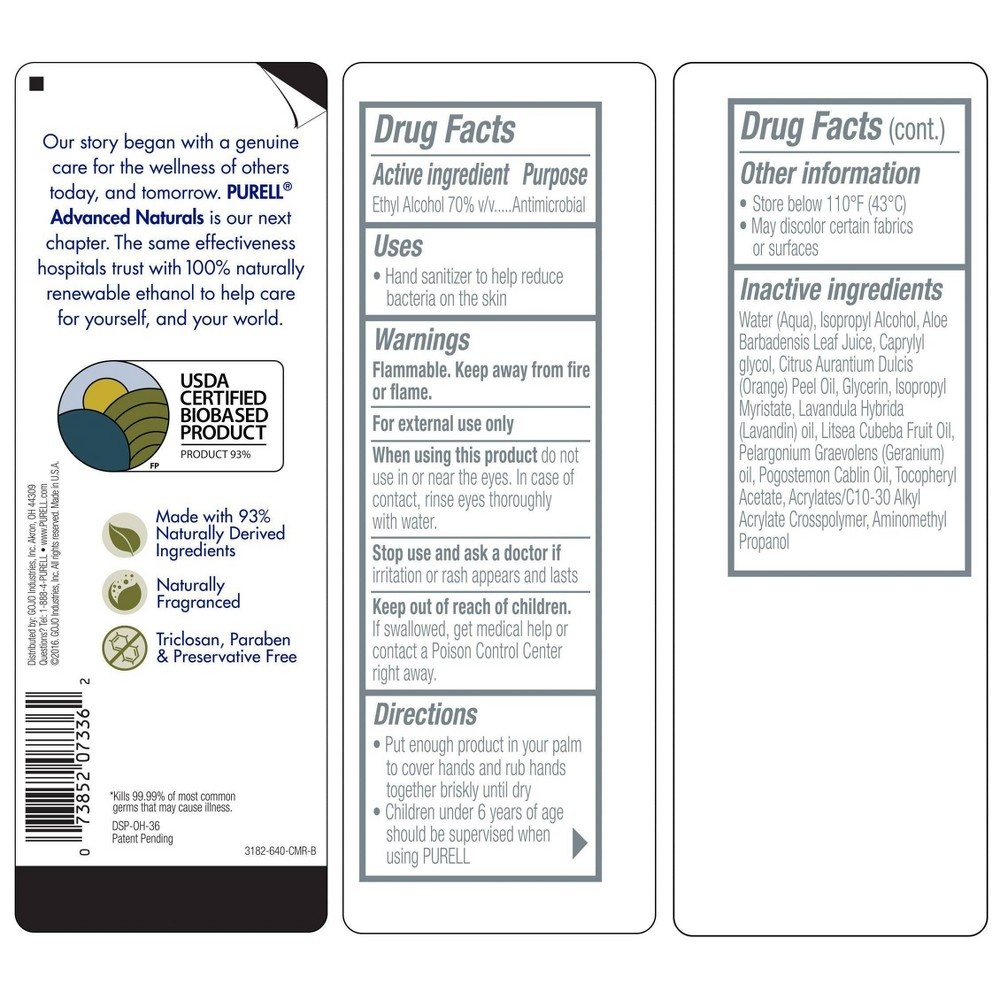 PURELL Advanced Hand Sanitizer Naturals with Plant Based Alcohol Pump ...