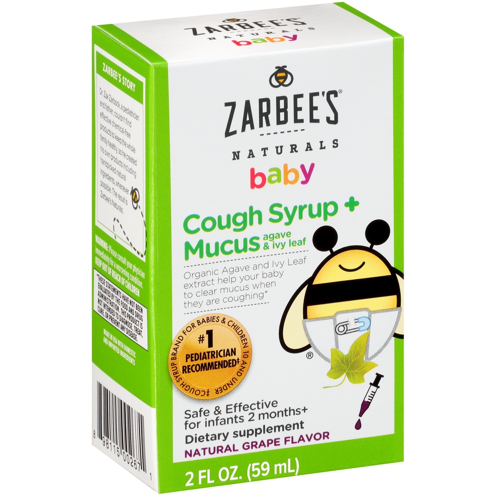 Zarbee's Naturals Baby Cough Syrup + Mucus Natural Grape Flavor 2 fl oz ...