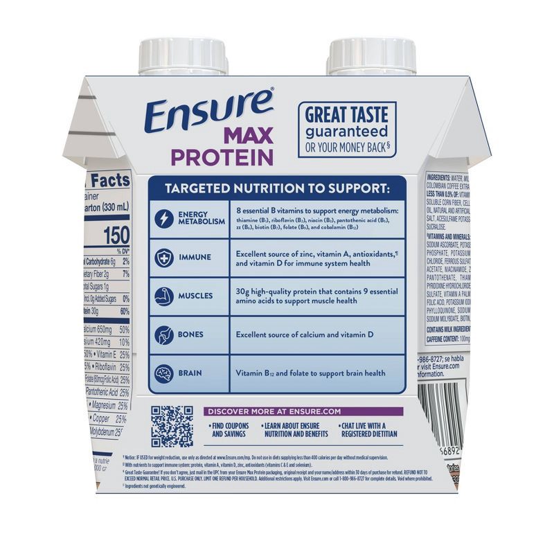 Ensure Max Protein Nutritional Shake - Mocha - 4ct/44 fl oz 4 ct; 44 fl ...