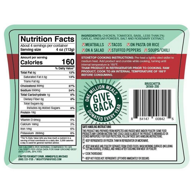 Mighty Spark Food Co. Mighty Spark Bruschetta Seasoned Ground Chicken ...