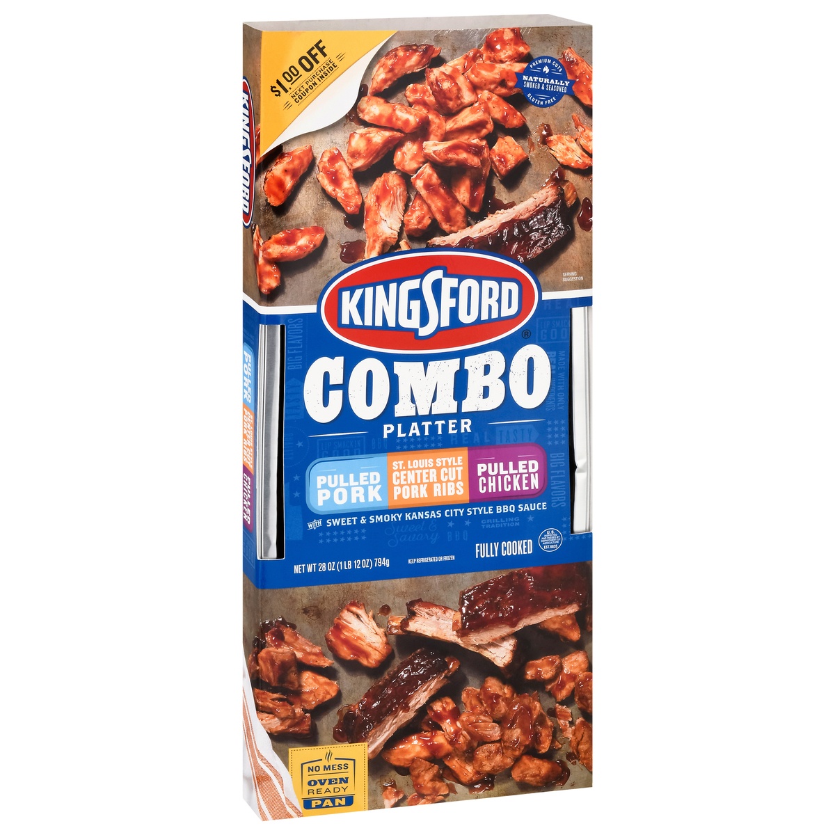 Kingsford Combo Platter Pulled Pork Center Cut Pork Ribs & Pulled Chicken Variety Pack 28 oz | Shipt