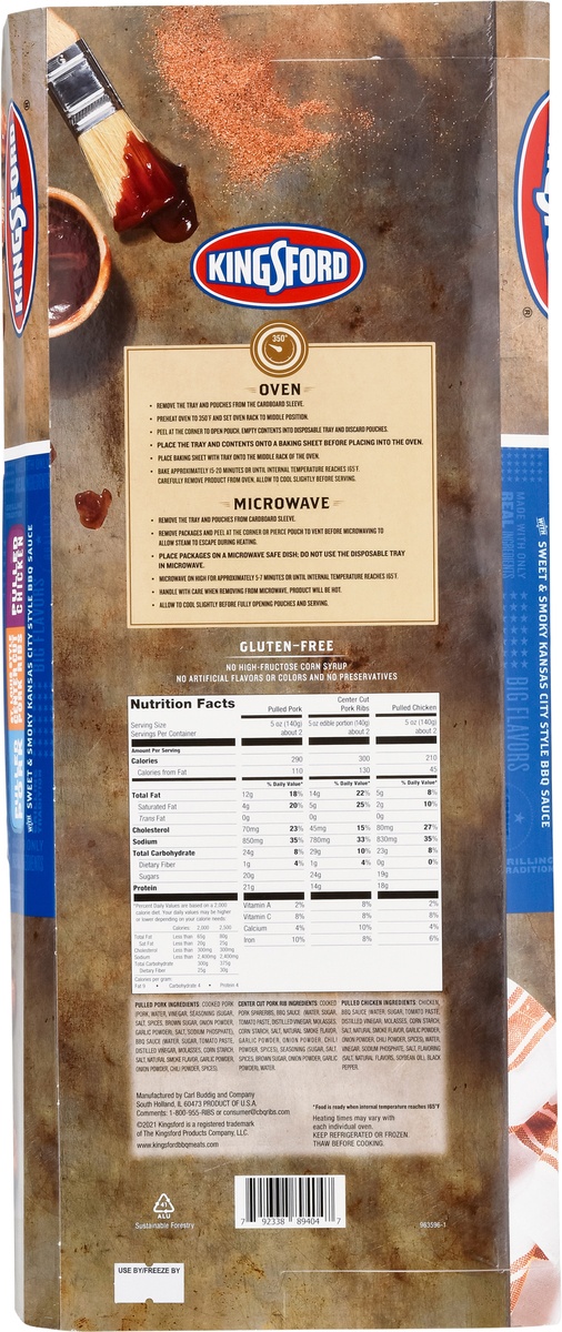 Kingsford Combo Platter Pulled Pork Center Cut Pork Ribs & Pulled Chicken Variety Pack 28 oz | Shipt