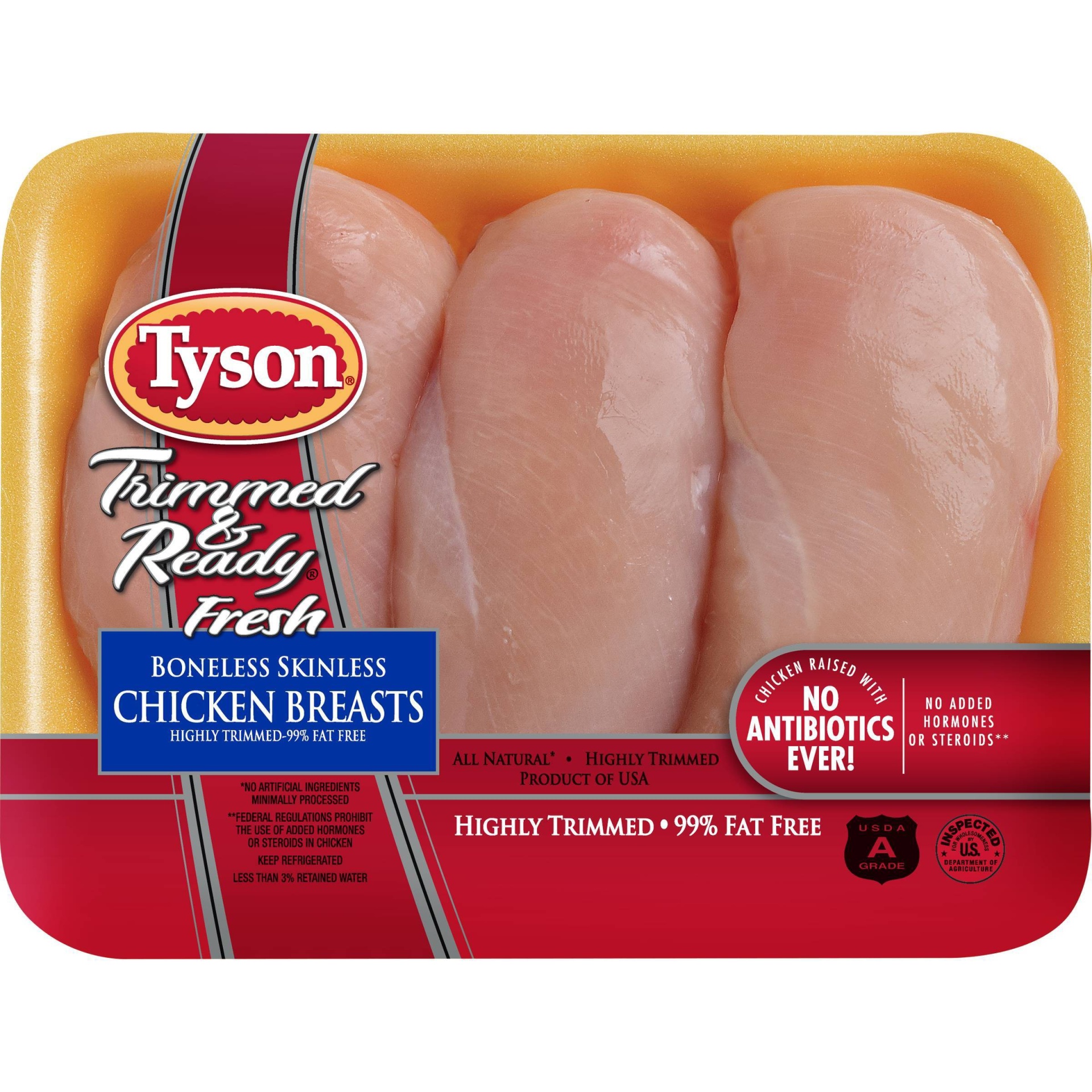 Tyson Trimmed & Ready Boneless & Skinless Chicken Breast 2.11lbs per lb ...
