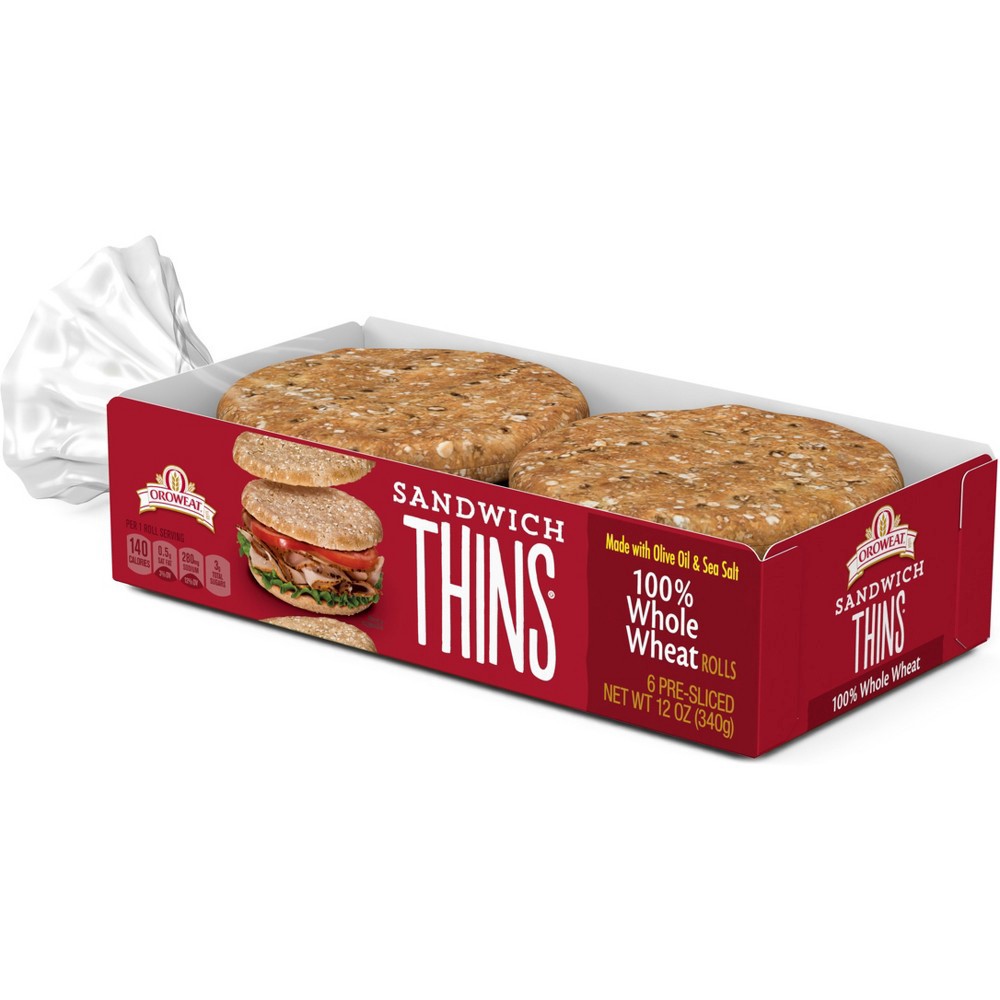 Oroweat 100 Percent Whole Wheat Sandwich Thins 6 Ct 12 Oz 12 oz | Shipt