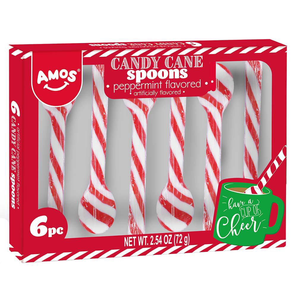 Amos Sweets Lollipop Peppermint Spoons Holiday Candy 2.54 Ounces 2.54 ...