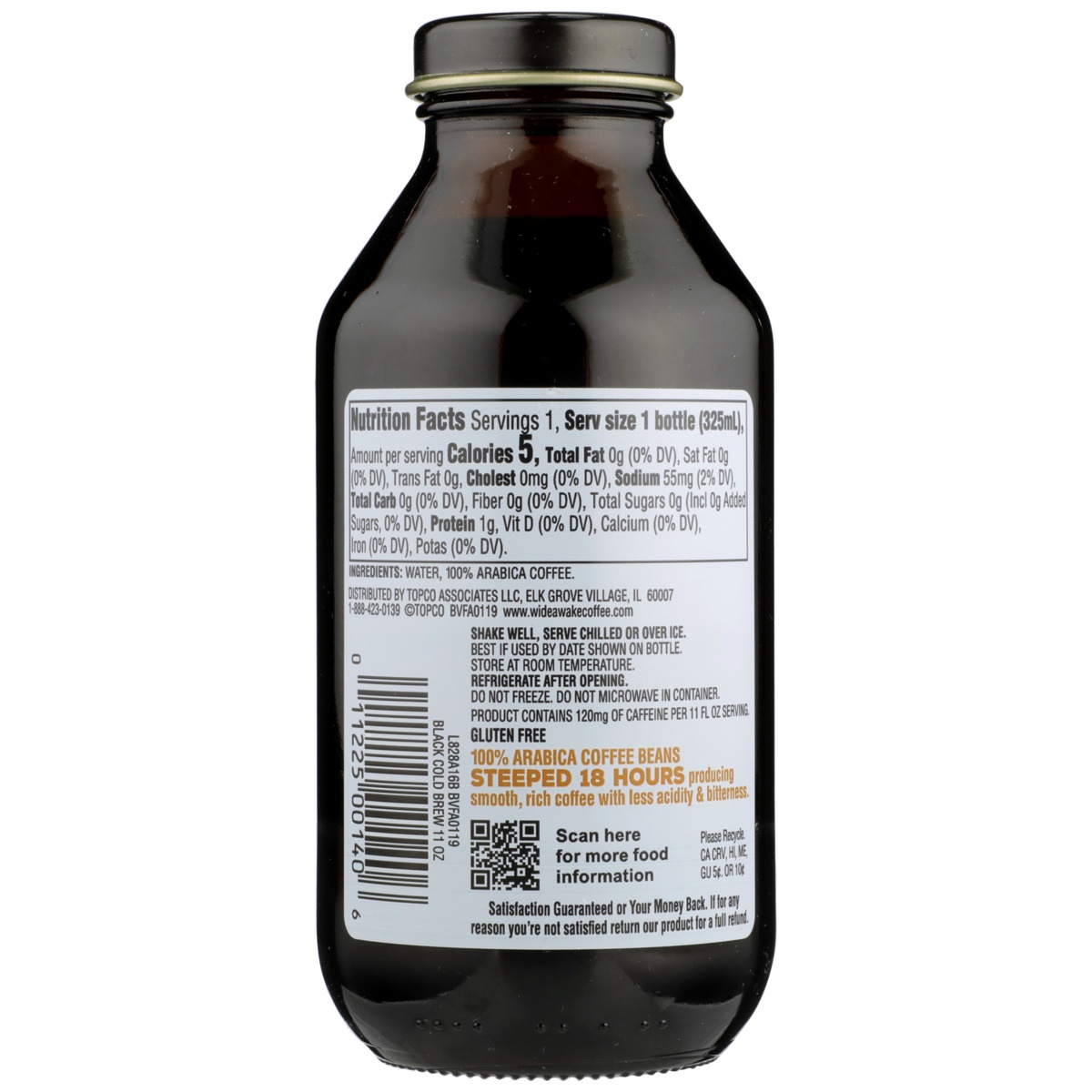 Wide Awake Coffee Co. Black Coffee Cold Brew Unsweetened 100% Arabica ...