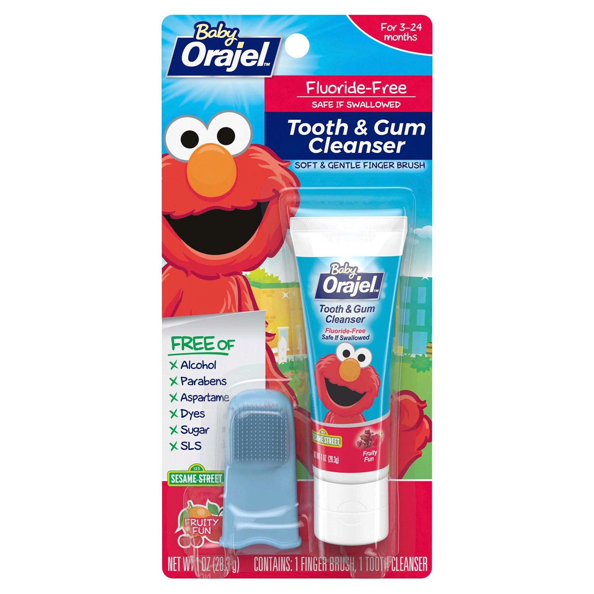 Baby Orajel Elmo Tooth & Gum Cleanser with Finger Brush, Fruity Fun 1 ...
