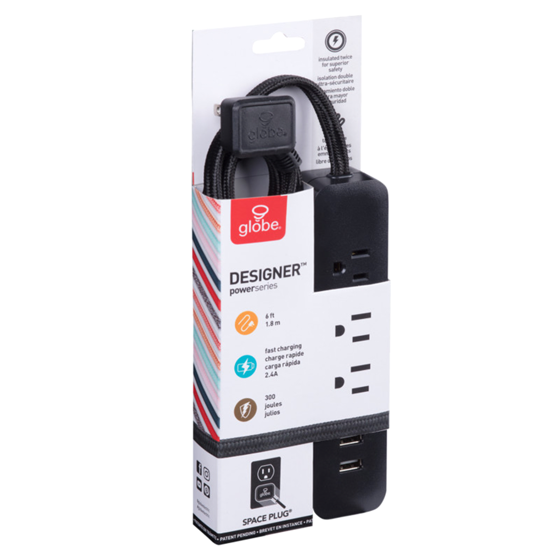 Globe 6 Foot Power Strip, Black 1 ct | Shipt