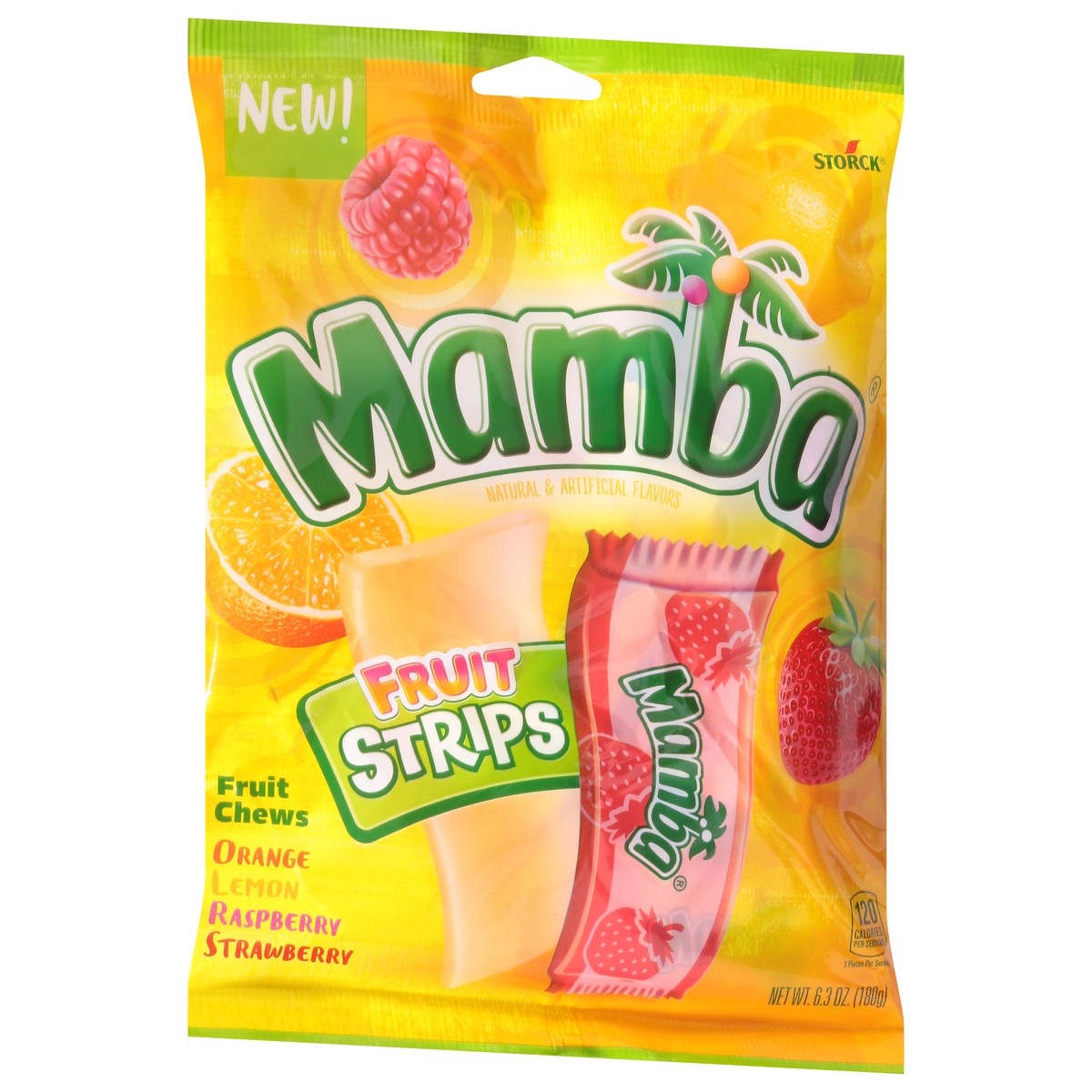 Mamba Fruit Chews Orange Lemon Raspberry Strawberry Fruit Strips 6.3 oz ...