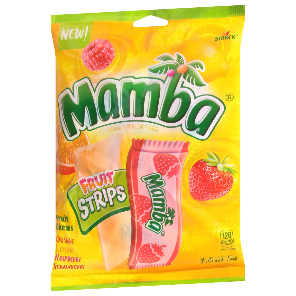 Mamba Fruit Chews Orange Lemon Raspberry Strawberry Fruit Strips 6.3 oz ...
