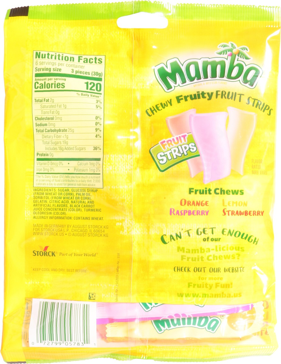 Mamba Fruit Chews Orange Lemon Raspberry Strawberry Fruit Strips 6.3 oz ...
