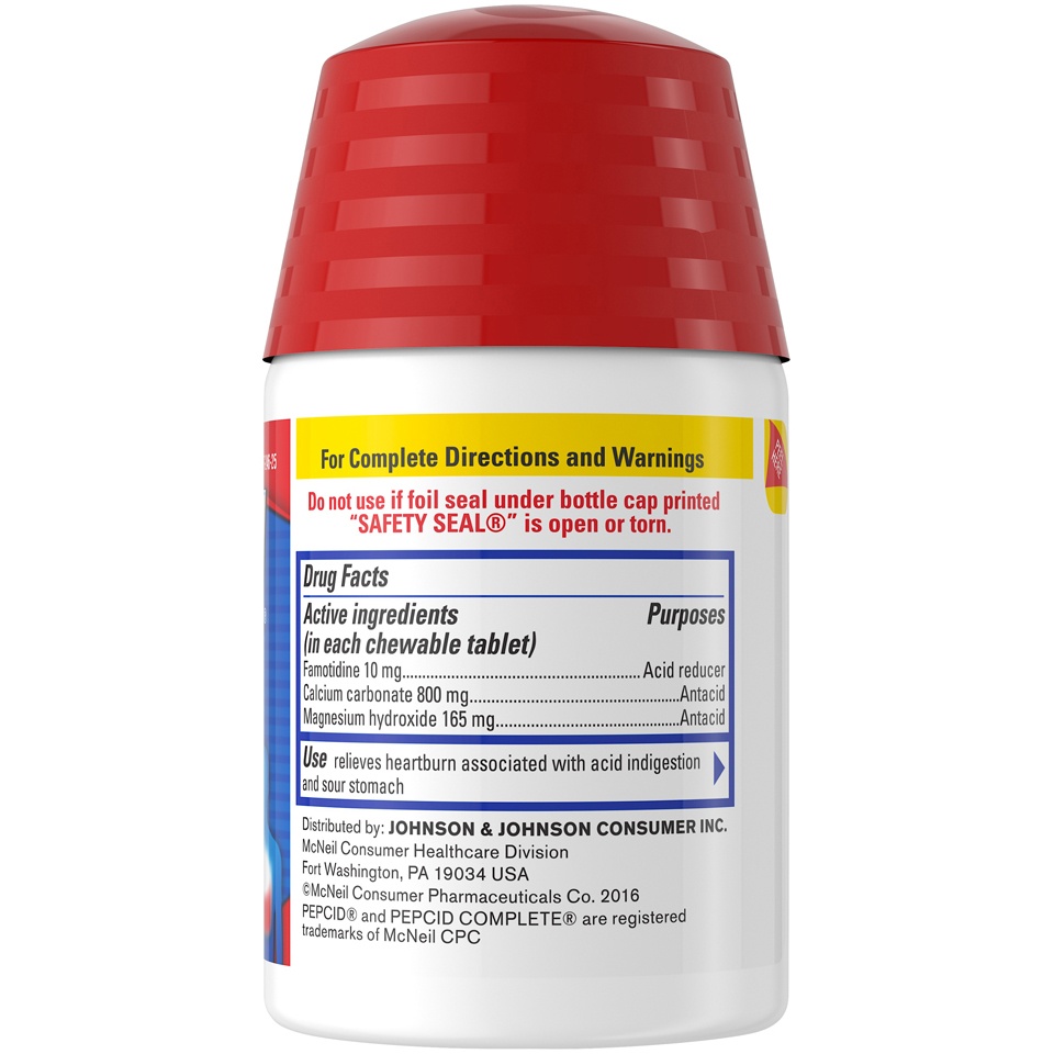 Pepcid Complete Acid Reducer + Antacid Chewables Famotidine Calcium ...