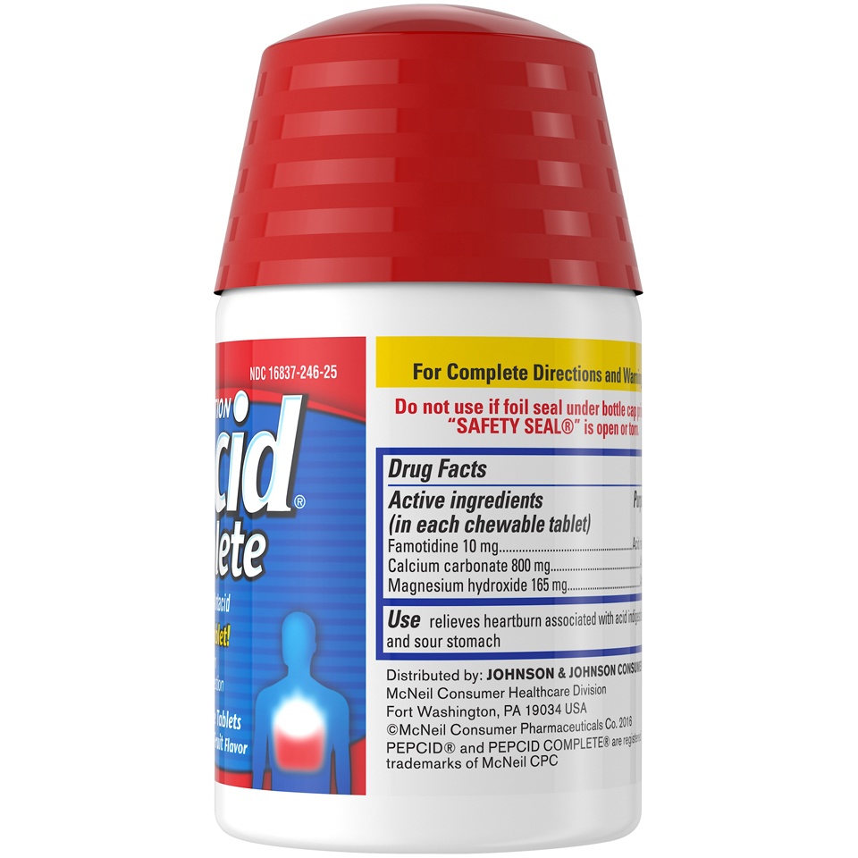 Pepcid Complete Acid Reducer + Antacid Chewables Famotidine Calcium ...