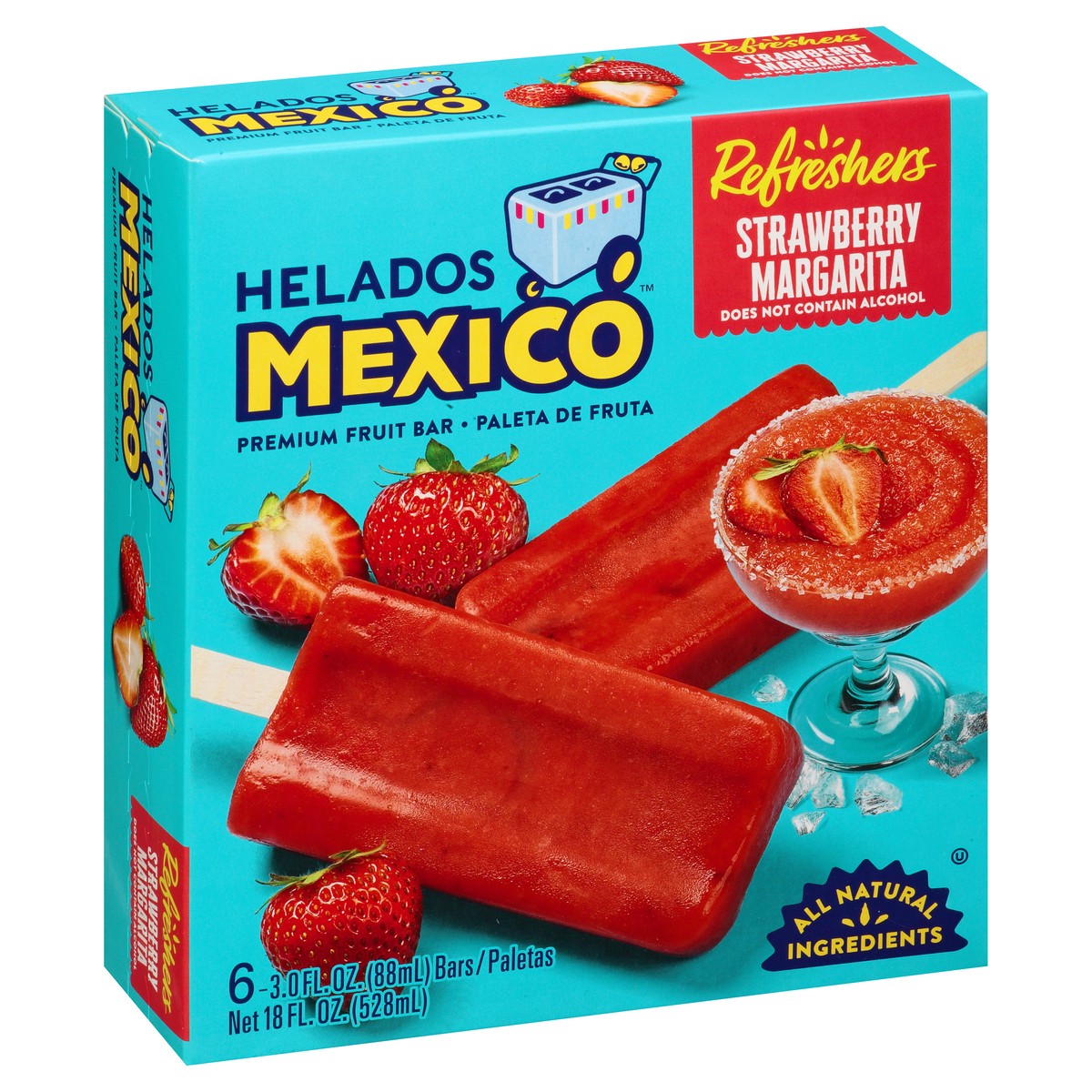 Helados Mexico Refreshers Premium Strawberry Margarita Fruit Bars 6 ea ...