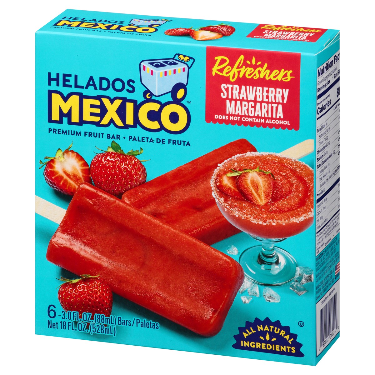 Helados Mexico Refreshers Premium Strawberry Margarita Fruit Bars 6 ea ...
