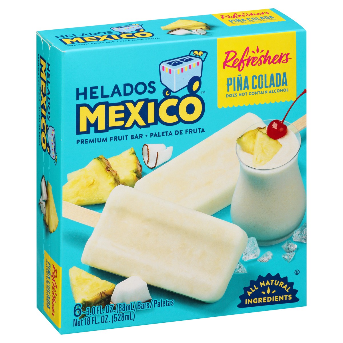 Helados Mexico Refreshers Premium Pina Colada Fruit Bars 6 ea Box 6 ct ...