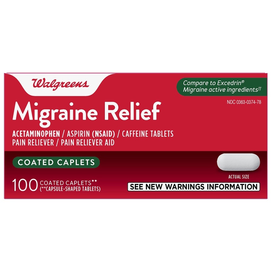 Walgreens Migraine Relief Coated Caplets 100 ct | Shipt