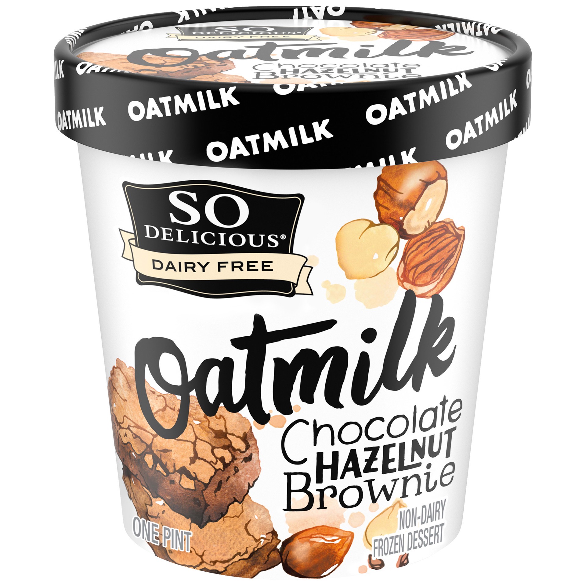 So Delicious Dairy Free Oat Milk Frozen Dessert, Chocolate Hazelnut Brownie, Vegan, Gluten-Free ...