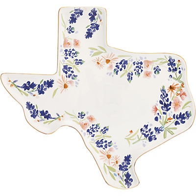 Destination Holiday Bluebonnet Collection Ceramic Texas Shape Serving ...