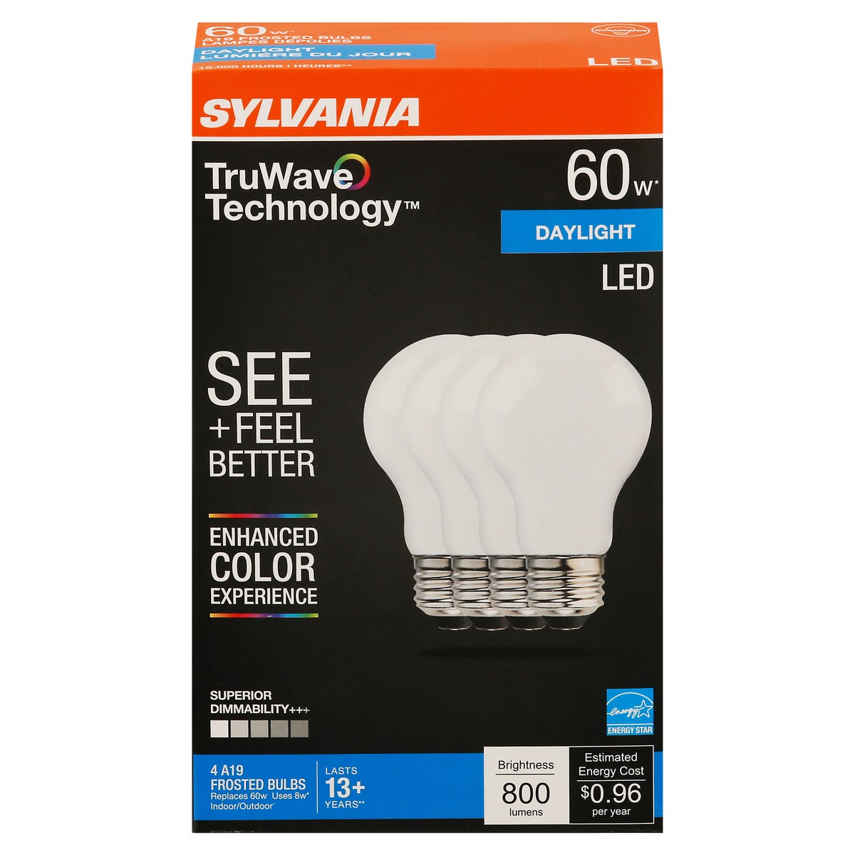 Sylvania TruWave Technology 8 Watts LED Daylight Light Bulbs 4 ea 4 ct ...