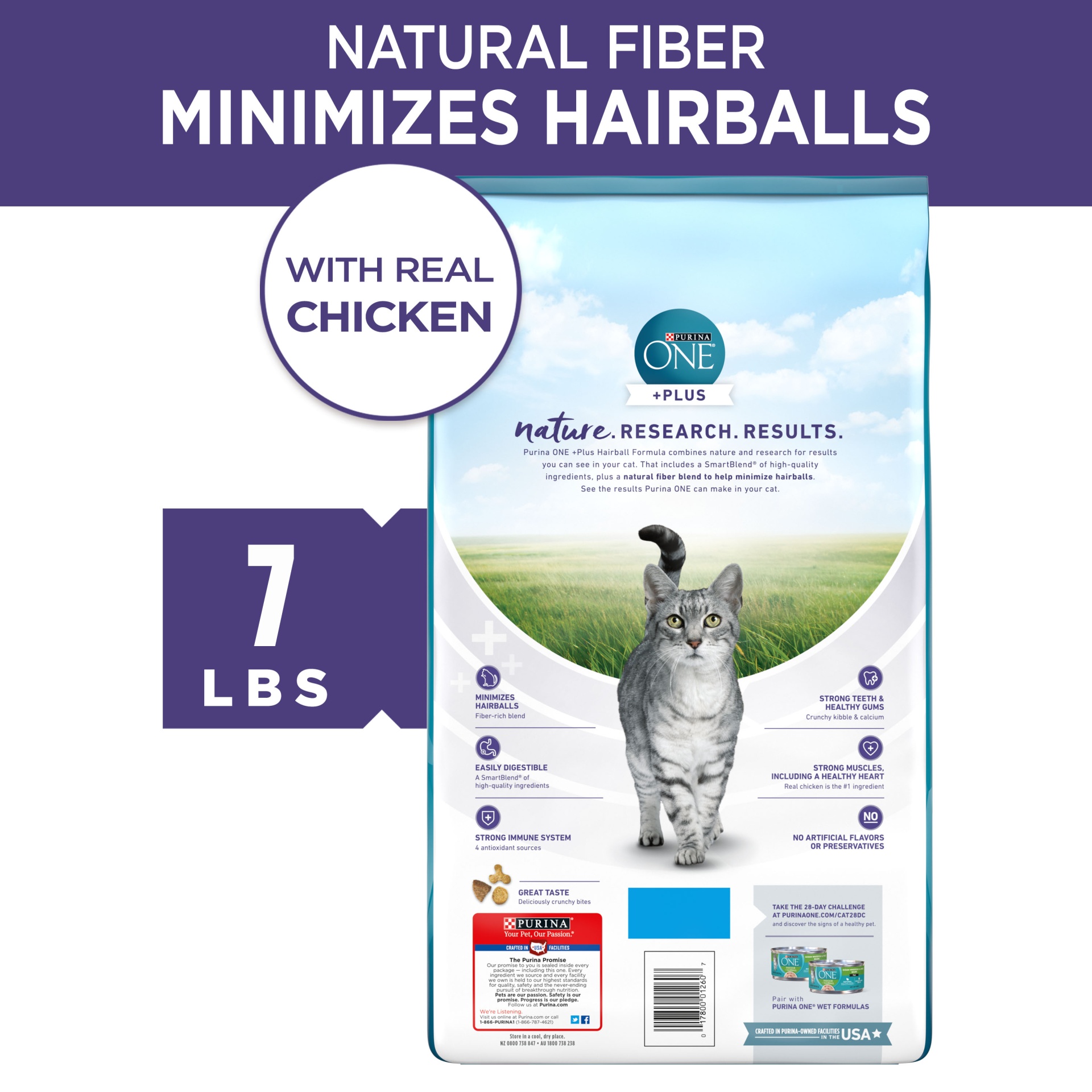 Purina ONE Purposeful Nutrition Hairball Formula Dry Cat Food with Real ...