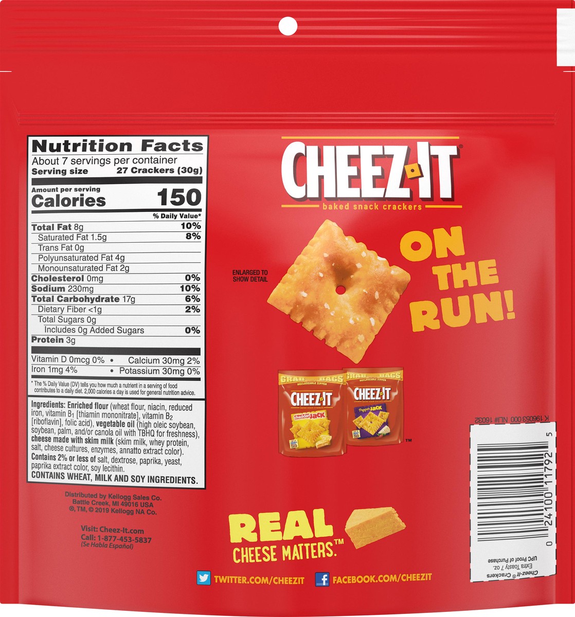 Cheez-It Grab Bags Extra Toasty Baked Snack Crackers 7 oz 7 oz | Shipt