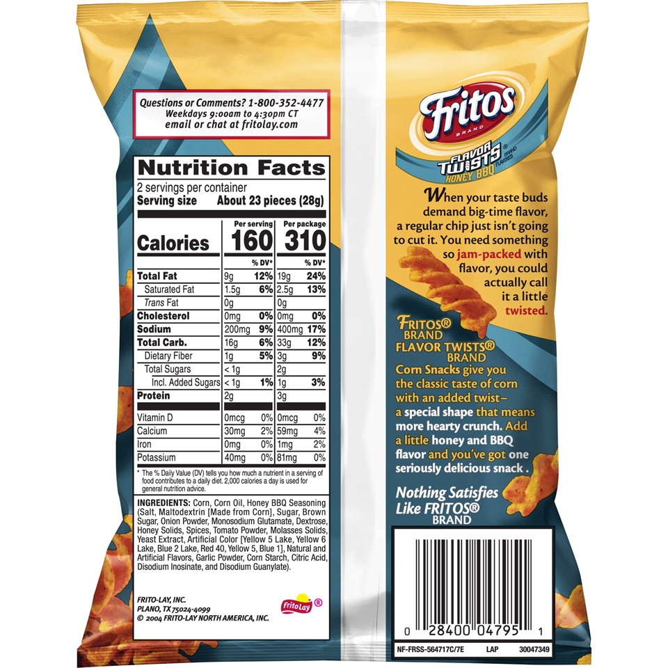 Fritos Flavor Twists Honey BBQ Corn Snacks 2 oz | Shipt