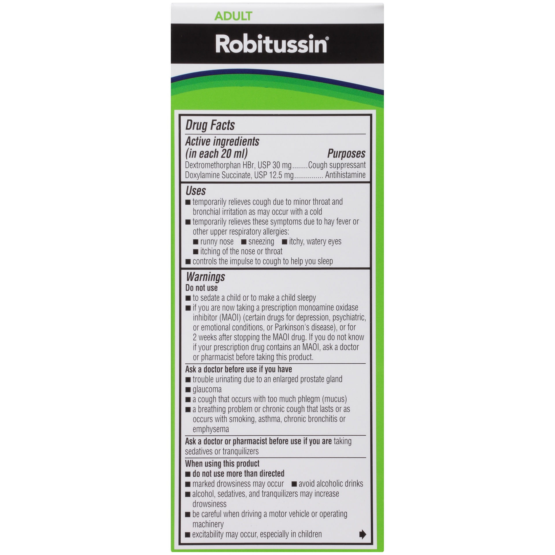 Robitussin Maximum Strength Nighttime Cough DM, Cough Medicine for ...
