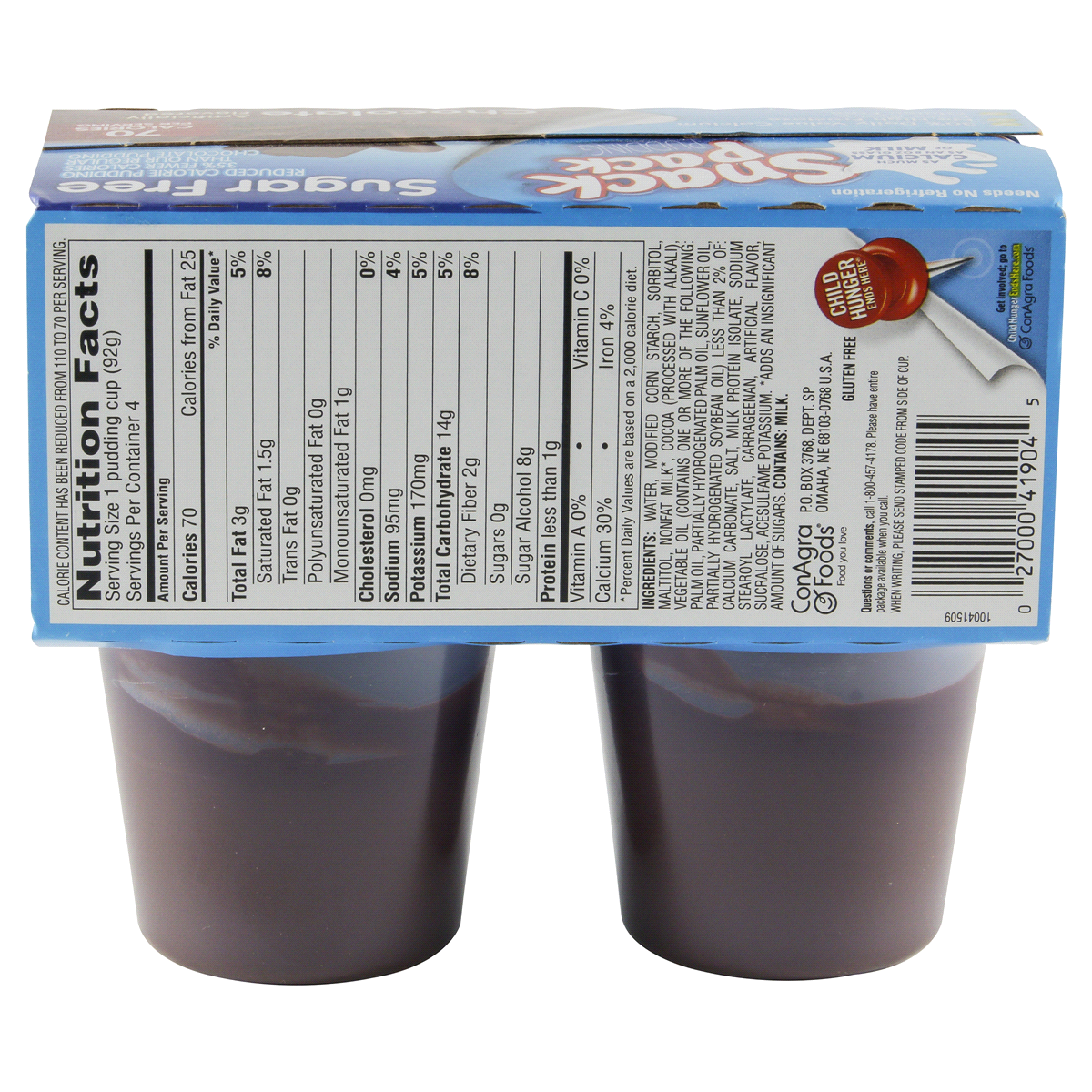 Snack Pack Sugar Free Chocolate Pudding 4 ct; 3.25 oz | Shipt
