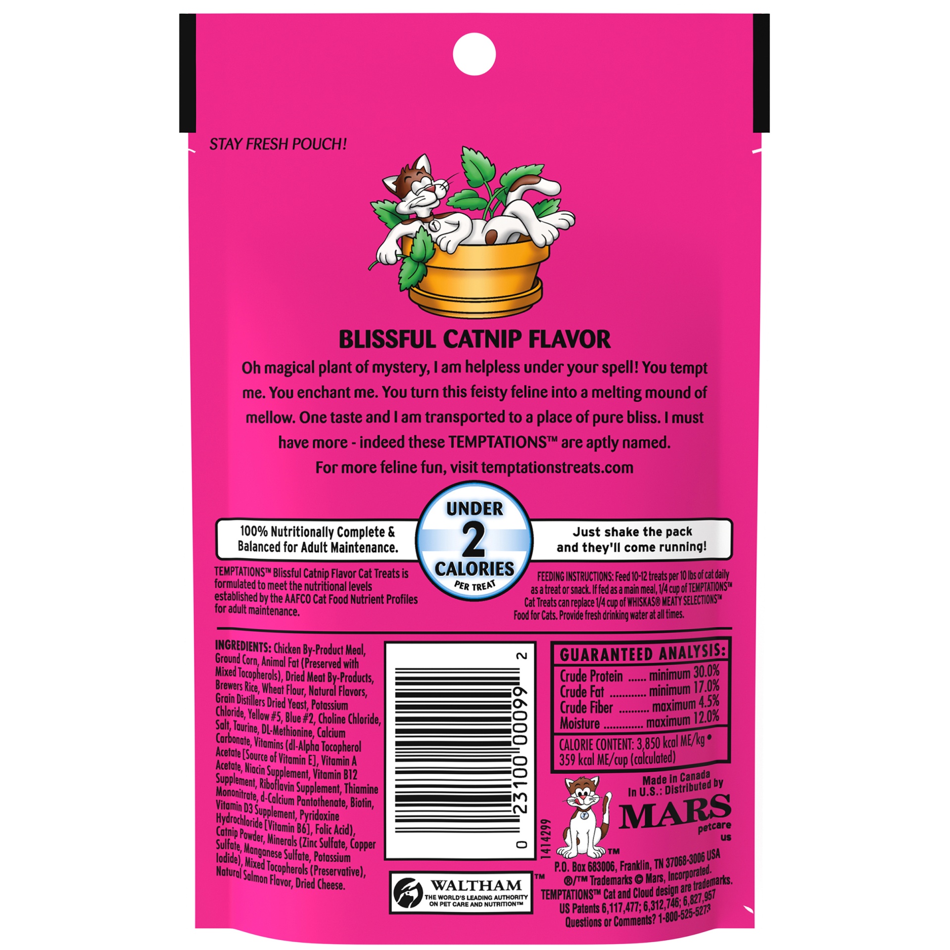 Temptations Classic Crunchy And Soft Cat Treats Blissful Catnip Flavor ...