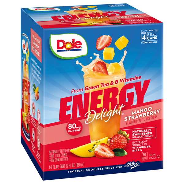 Dole Fruit Juice Drink, Mango Strawberry Flavored 4 Pack 8 fl oz | Shipt