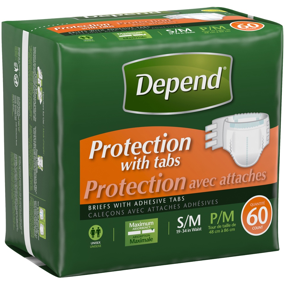 Depend Protection With Tabs Maximum Absorbency Briefs S/m 20 Ct Pack 20 ...