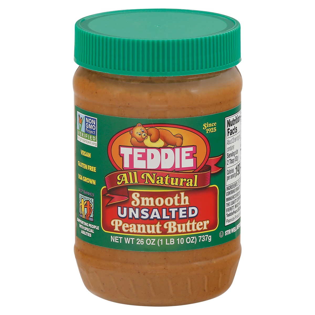 Teddie All Natural Smooth Unsalted Peanut Butter 26 oz 26 oz | Shipt