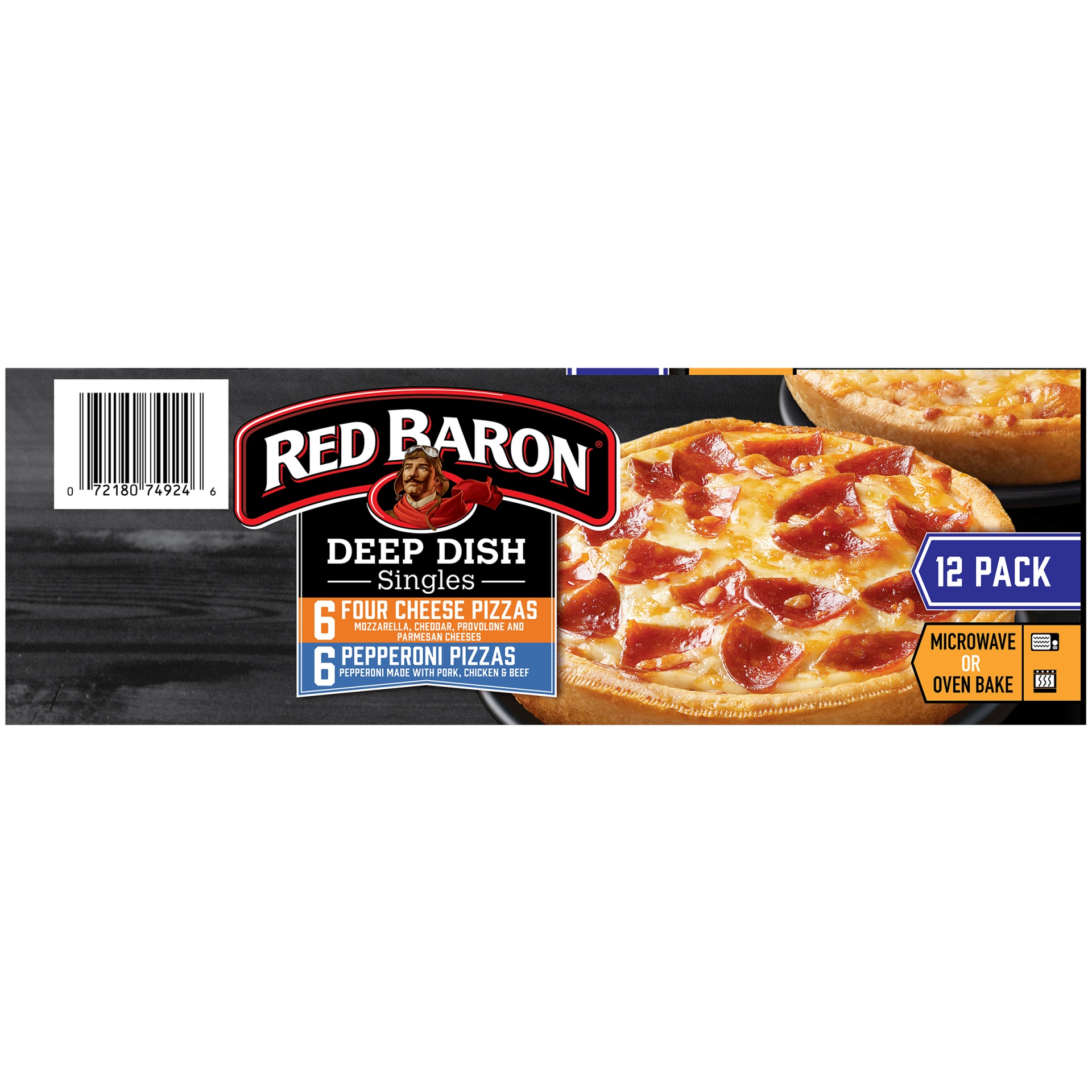 Red Baron Singles Four Cheese/Pepperoni Deep Dish Pizzas Variety Pack ...
