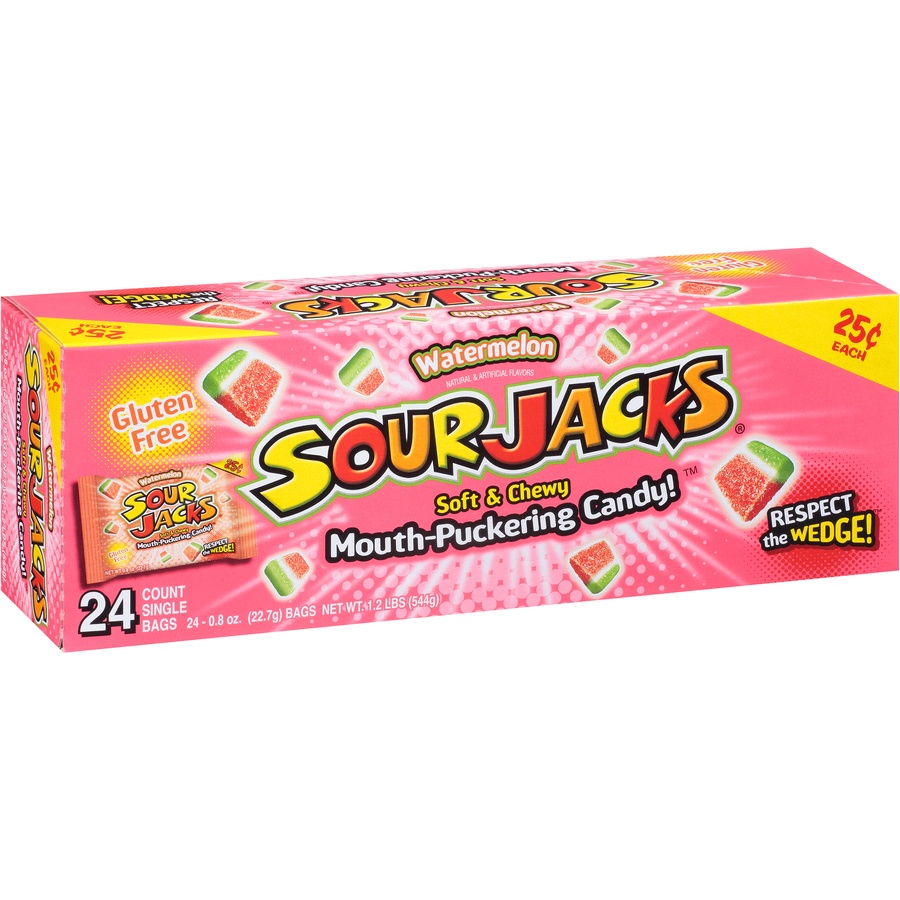 Sour Jacks Sour Wedges 24 Pack Mouth-Puckering Watermelon Candy 24 ea ...