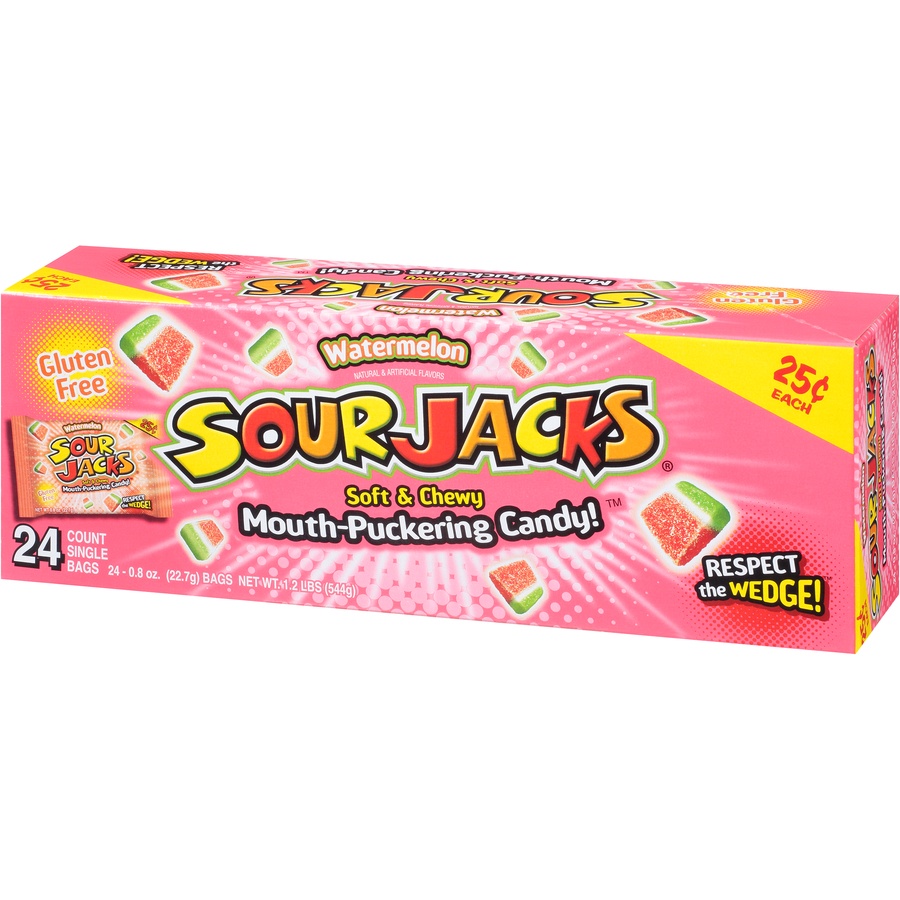 Sour Jacks Sour Wedges 24 Pack Mouth-Puckering Watermelon Candy 24 ea ...