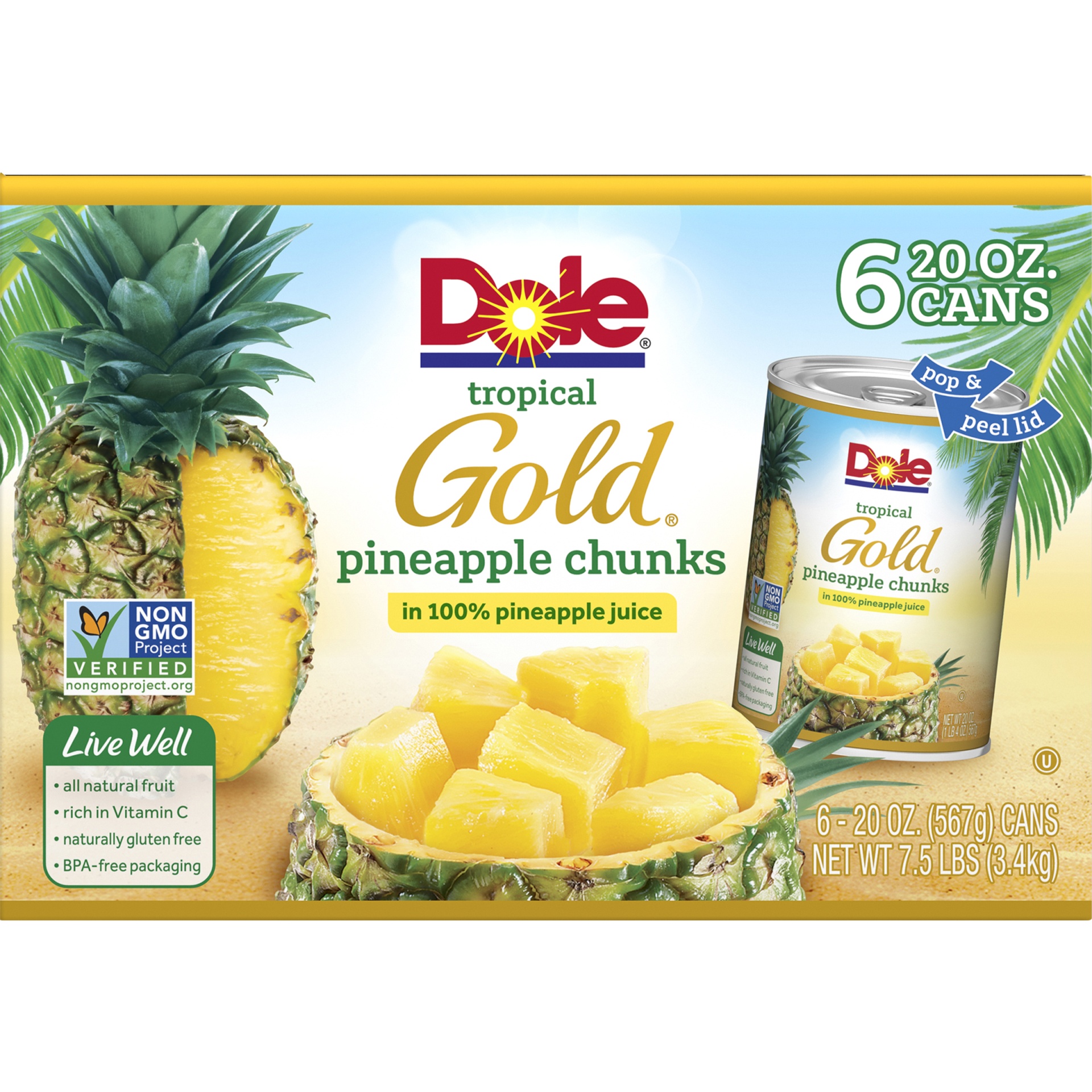 Dole Tropical Gold Pineapple Chunks 6 ct; 20 oz | Shipt