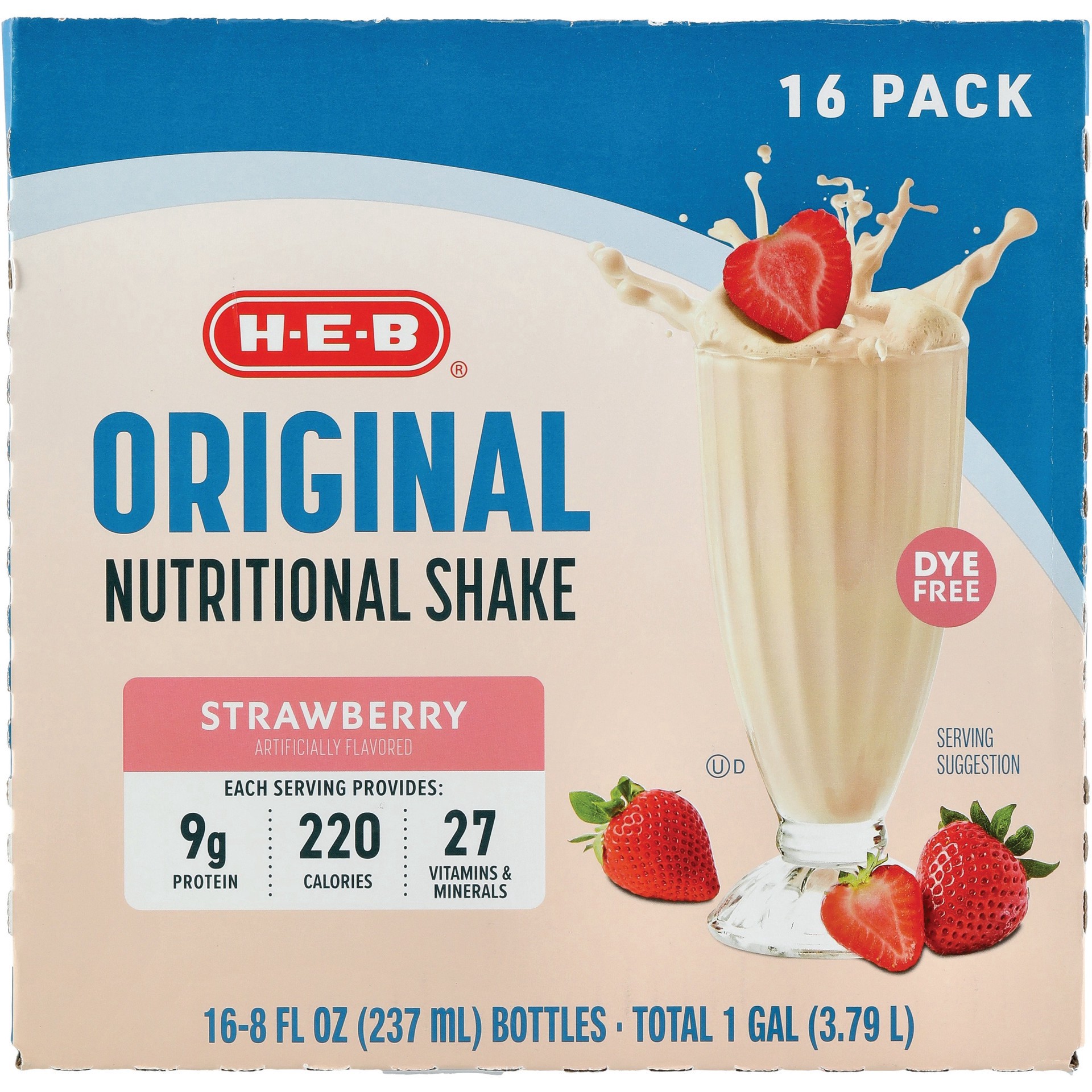 H-E-B Original 9g Protein Nutritional Shakes 16 pk Bottles - Strawberry ...