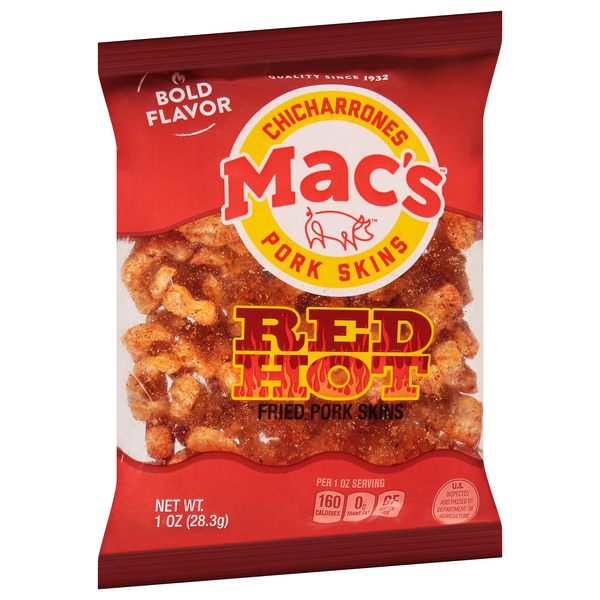Mac's Pork Skins, Fried, Red Hot 1 oz | Shipt