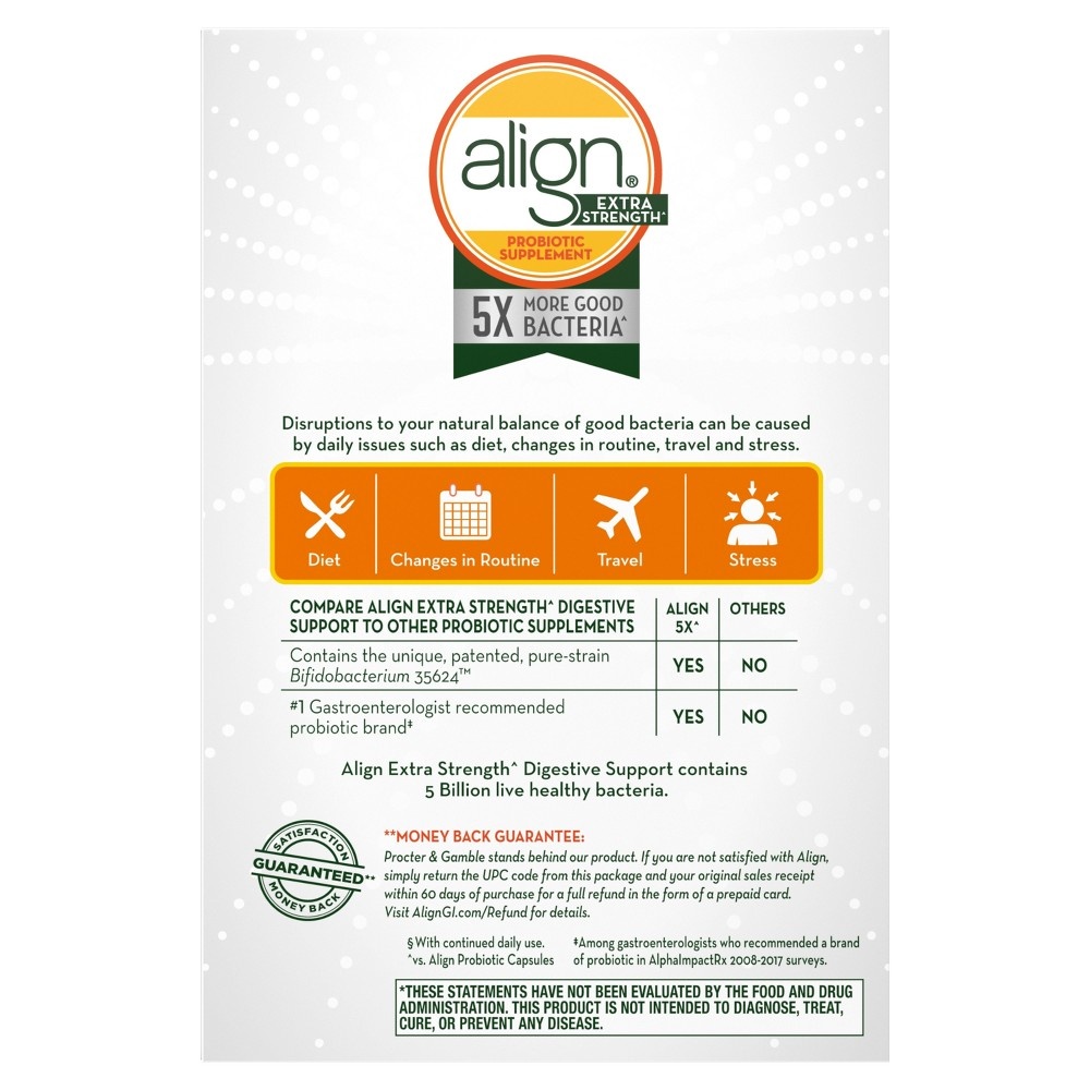 Align 5x Extra Strength Probiotic Supplement Capsules 21 ct | Shipt