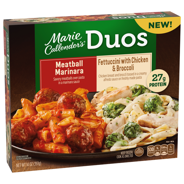 Marie Callender's Duos Fettuccini with Chicken & Broccoli Meatball ...