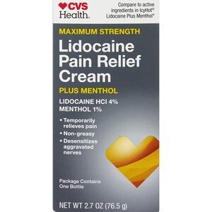 Cvs Health Maximum Strength Lidocaine Pain Relief Cream Plus Menthol, 2.7 Oz 1 ct | Shipt