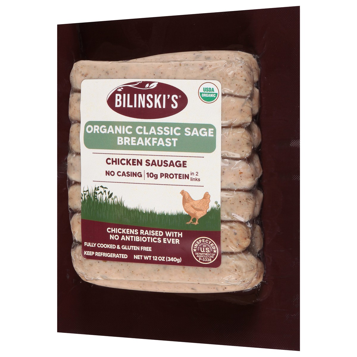 Bilinski's Organic Classic Sage Breakfast Chicken Sausage 12 oz 12 oz ...