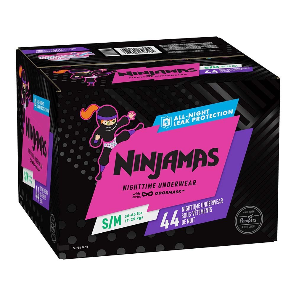 Ninjamas Nighttime Bedwetting Underwear Girl Size S/M 44 Count 44 ct ...