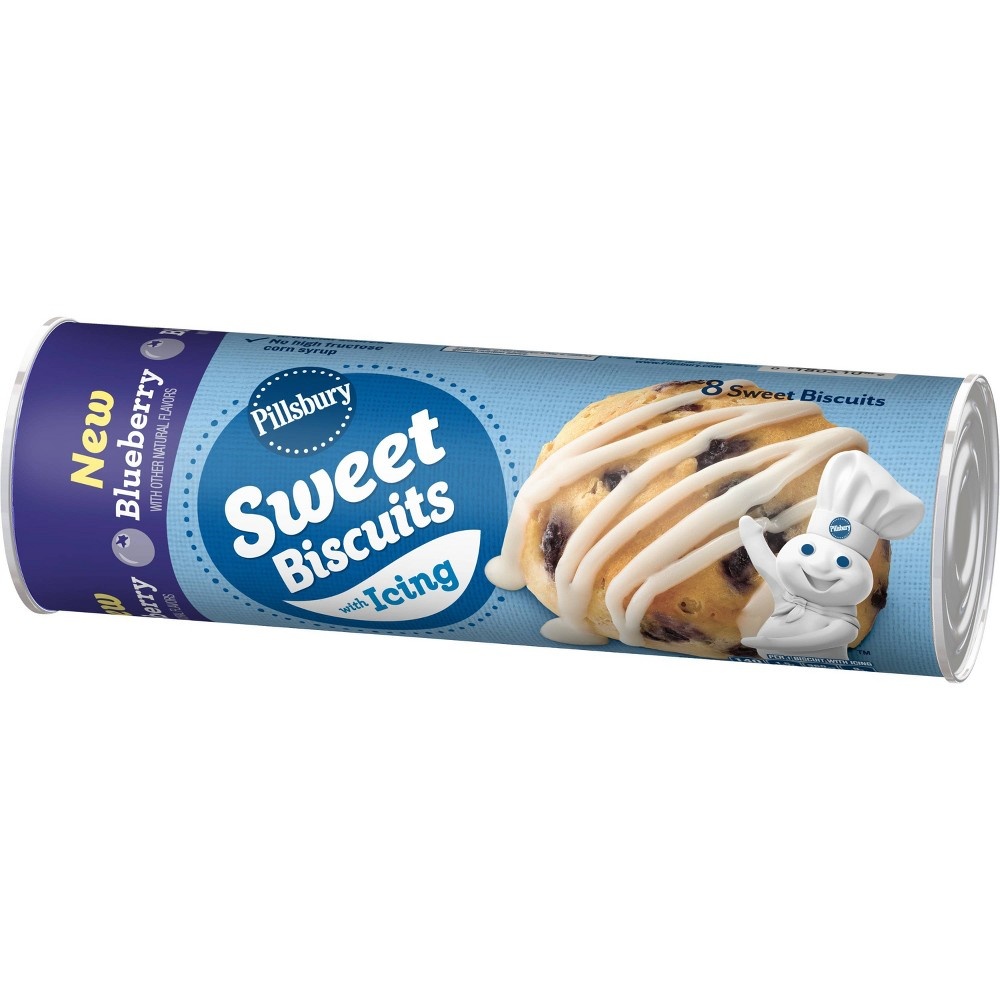 Pillsbury Blueberry Sweet Refrigerated Biscuits With Icing, 8 ct., 12.4 ...