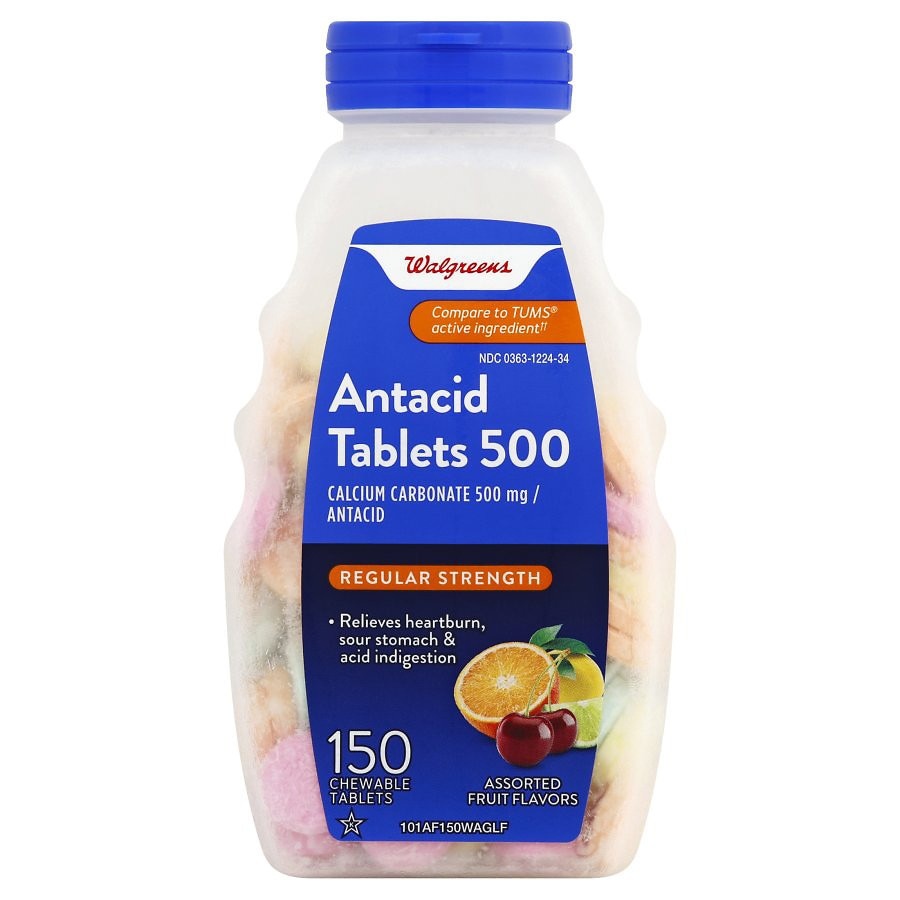 Walgreens Regular Strength Assorted Fruit Flavor Antacid Chewable ...