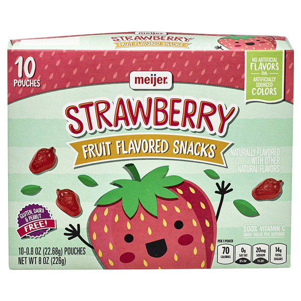 Meijer Strawberry Fruit Snacks 10 ct, 0.8 oz | Shipt