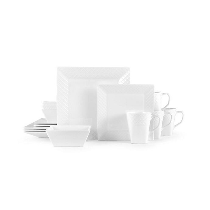 Mikasa Trellis Square Dinnerware Set - White 16 ct | Shipt