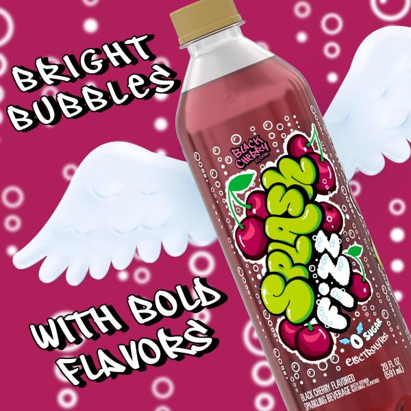 Splash Fizz, Black Cherry Flavor Sparkling Water Beverage, 20 Fl Oz ...